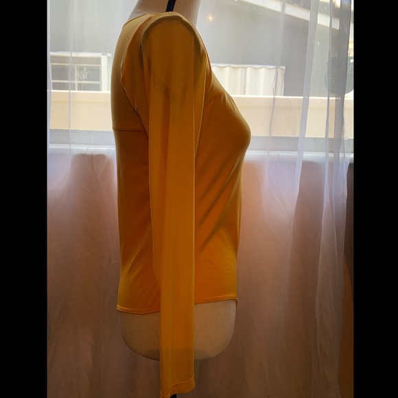 MadRag | Tops | Yellow Sheer Top And Sleeves Thong Bodysuit | Poshmark